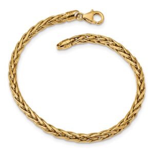 solid 14k yellow gold unique link bracelet - with secure lobster lock clasp 7.5" (width = 4mm)