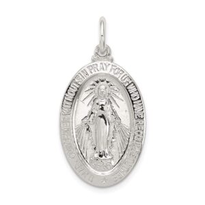 solid 925 sterling silver virgin mary pray for us charm miracle medal mary pendant charm medal - 30mm x 16mm