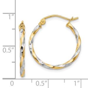 14k Yellow Gold Two Toned Twisted Hoop Earrings - 21mm x 20mm - Jewelry Gifts For Women Wife Mom