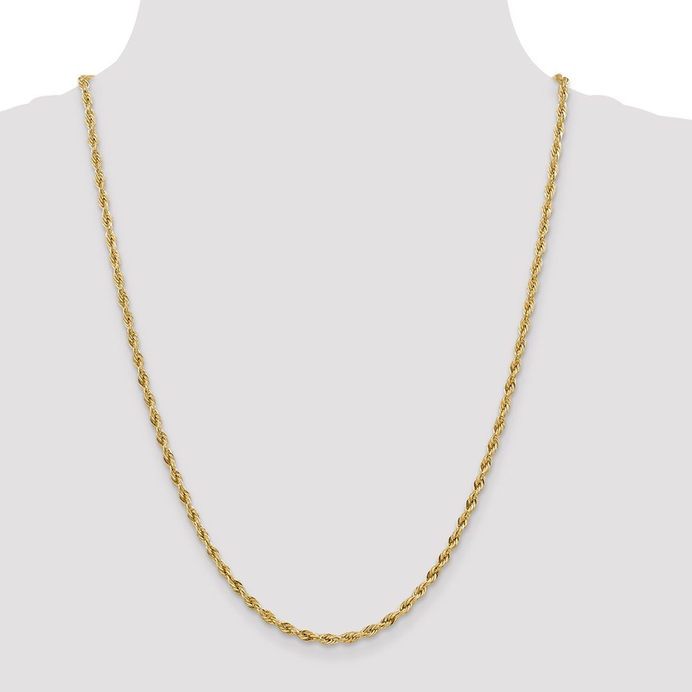 Sonia Jewels 14k Yellow Gold 3mm Rope Chain Necklace - with Secure Lobster Lock Clasp 24"