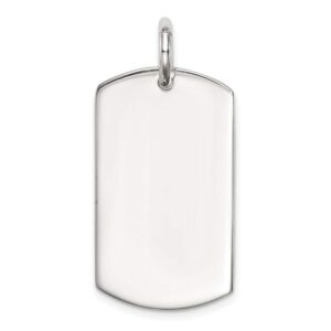 solid 925 sterling silver dog tag engravable pendant charm - 33mm x 16mm