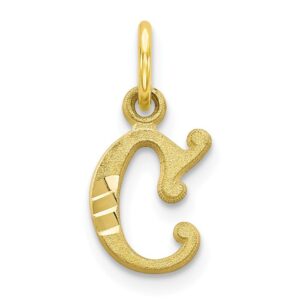 solid 10k yellow gold initial letter c alphabet charm pendant - 20mm x 11mm