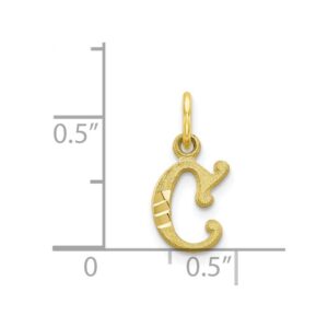 Solid 10k Yellow Gold Initial Letter C Alphabet Charm Pendant - 20mm x 11mm