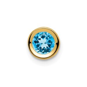 solid 14k yellow gold 5mm blue topaz bezel pendant charm 6mm