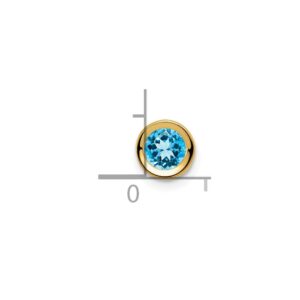 Solid 14k Yellow Gold 5mm Blue Topaz bezel Pendant Charm 6mm