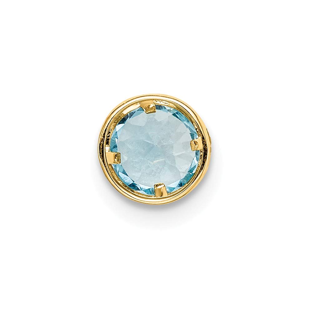 Solid 14k Yellow Gold 5mm Blue Topaz bezel Pendant Charm 6mm