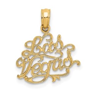 solid 14k yellow gold las vegas charm souvenir pendant - 16mm x 15mm