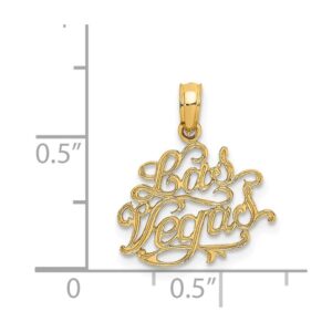 Solid 14k Yellow Gold LAS VEGAS Charm Souvenir Pendant - 16mm x 15mm