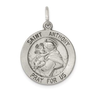 solid 925 sterling silver vintage antiqued catholic patron saint anthony pendant charm medal - 25mm x 20mm