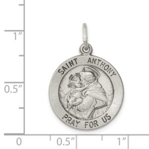 Solid 925 Sterling Silver Vintage Antiqued Catholic Patron Saint Anthony Pendant Charm Medal - 25mm x 20mm