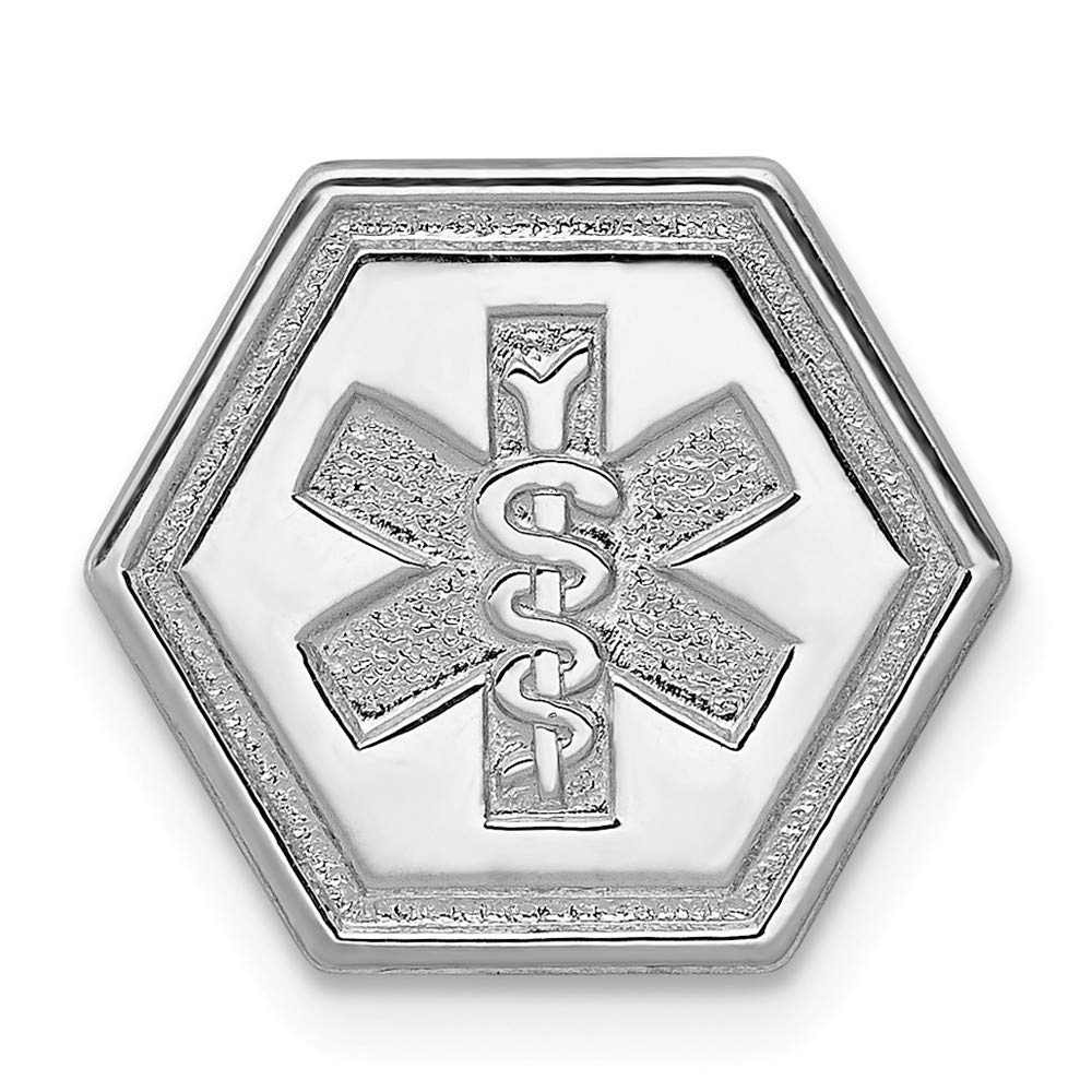 Solid 925 Sterling Silver Non-enameled Attachable Emblem RN Registered Nurse Caduceus Symbol Medical Charm Emergency Alert Pendant - 14mm x 15mm