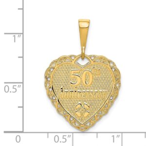 Solid 14k Yellow Gold 50th Anniversary Charm Pendant - 29mm x 20mm