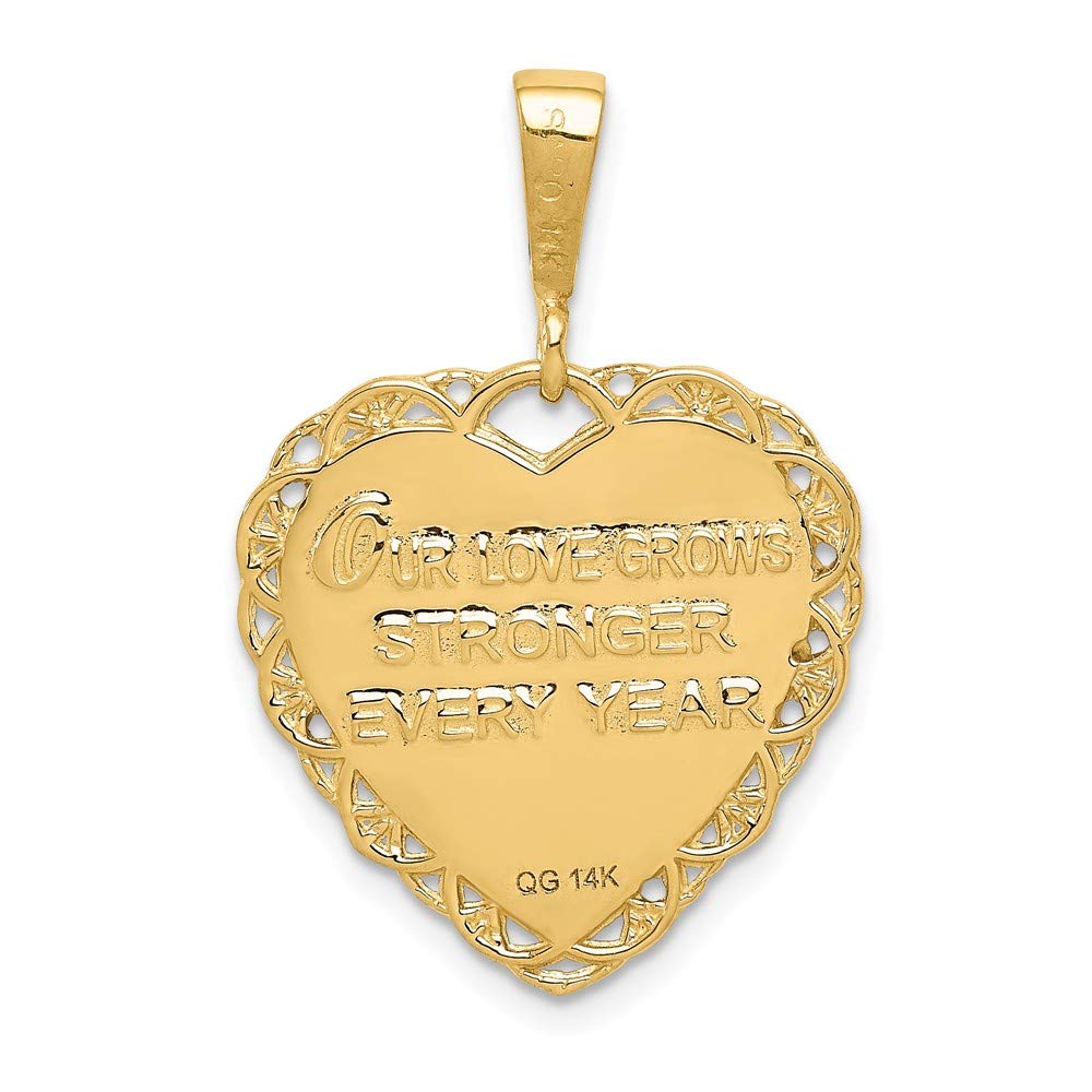 Solid 14k Yellow Gold 50th Anniversary Charm Pendant - 29mm x 20mm