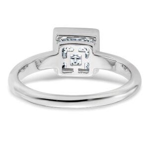 14k White Gold Solitaire 1.7ct. Princess Bezel Moissanite Engagement Ring Size 9