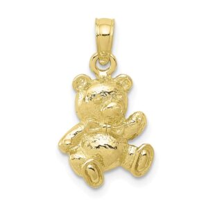 solid 10k yellow gold teddy bear charm pendant