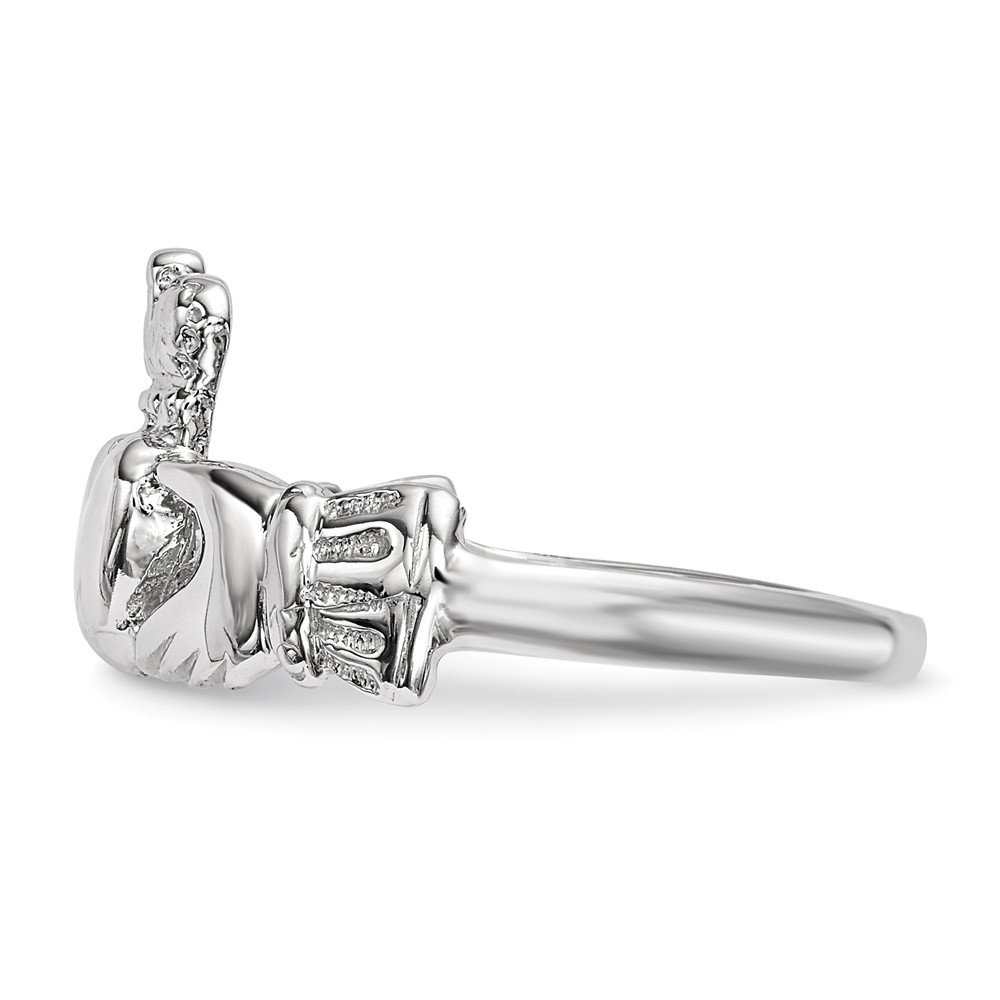 Solid 14k White Gold Irish Claddagh Celtic Ring Band Size 6