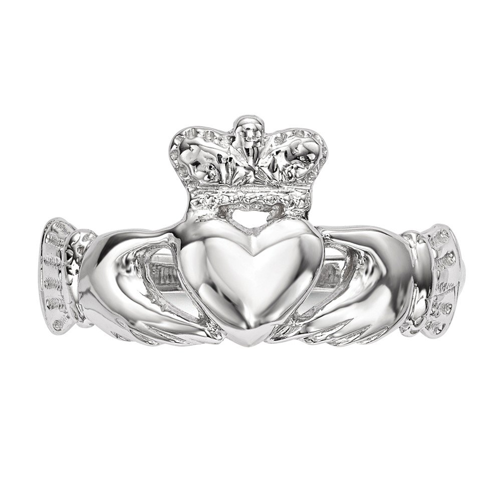 Solid 14k White Gold Irish Claddagh Celtic Ring Band Size 6