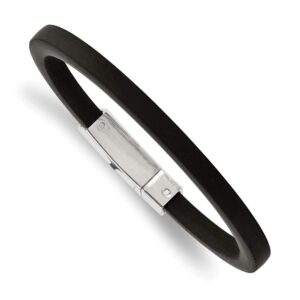 solid stainless steel black rubber 8.5in bracelet 8.5" (width = 6mm)