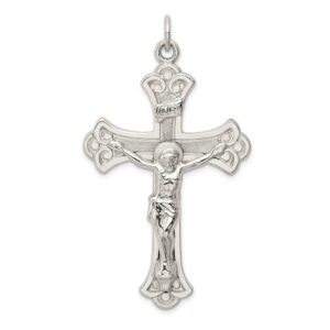 solid 925 sterling silver inri cross pendant crucifix charm - 55mm x 31mm