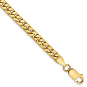 14k yellow gold 5mm solid miami cuban curb chain bracelet - with secure lobster lock clasp 8"