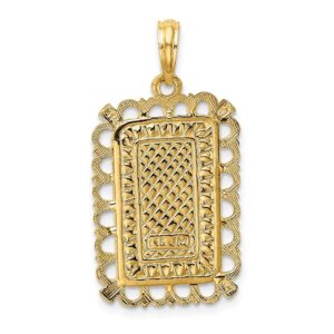 Solid 14k Yellow Gold Hearts Ace Playing Cards Charm Pendant - 28mm x 15mm