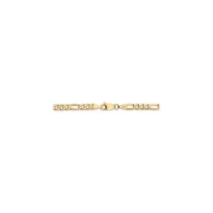 Solid 14k Yellow Gold 4mm Flat Figaro Chain Necklace - with Secure Lobster Lock Clasp 22"