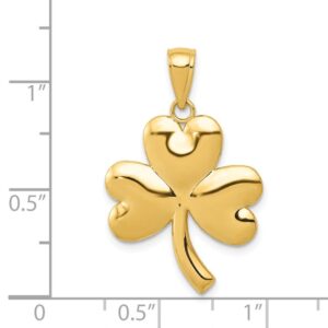 Solid 14k Yellow Gold Shamrock Charm Pendant - 22mm x 19mm