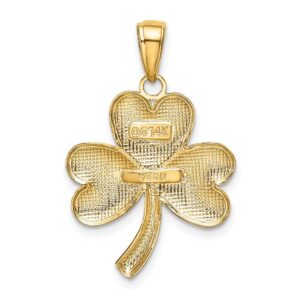 Solid 14k Yellow Gold Shamrock Charm Pendant - 22mm x 19mm