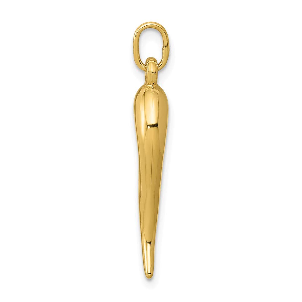 Sonia Jewels 14k Yellow Gold Cornicello Italian Horn Protection Charm Pendant - 25mm x 5mm