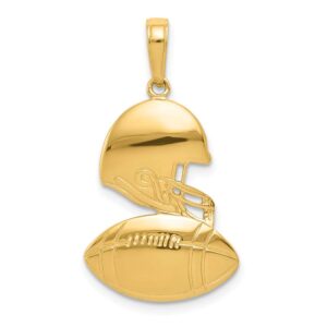 solid 14k yellow gold football pendant charm - 27mm x 15mm