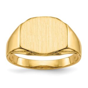 solid 14k yellow gold 8.5x11.5mm open back engravable monogram signet ring band size 5