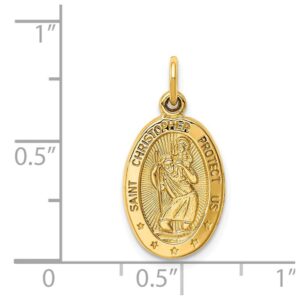 Solid 14k Yellow Gold Catholic Patron Saint Christopher Medal Oval Charm Small Pendant - 21mm x 11mm - Jewelry Gifts For Women Wife Mom Gifts For Men Husband Dad