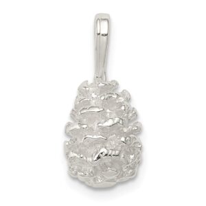 solid 925 sterling silver pinecone charm pendant - 17mm x 8mm