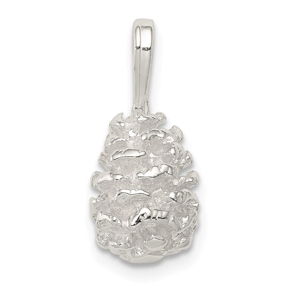 Solid 925 Sterling Silver Pinecone Charm Pendant - 17mm x 8mm