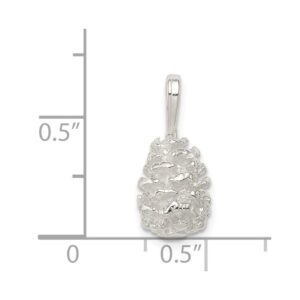 Solid 925 Sterling Silver Pinecone Charm Pendant - 17mm x 8mm