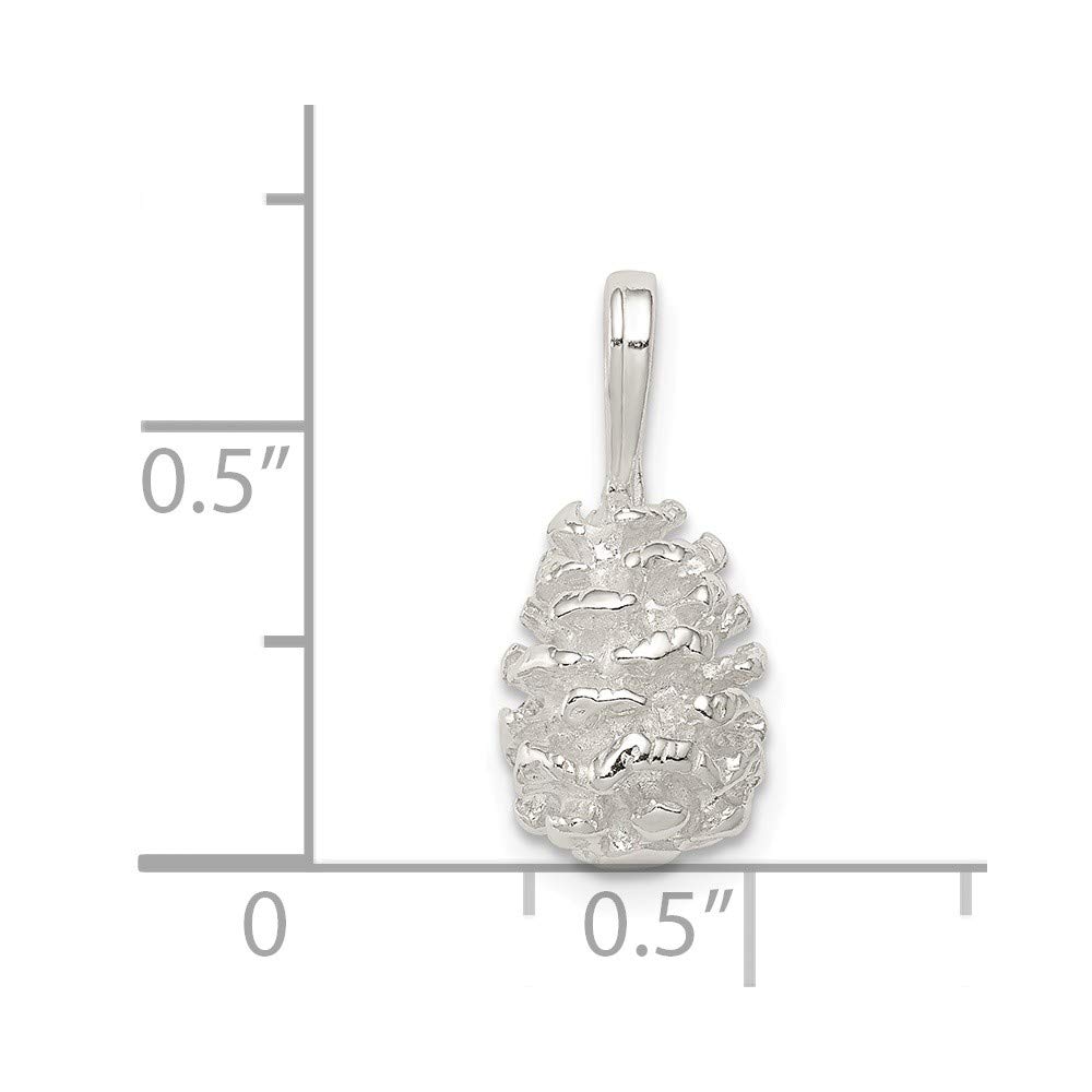 Solid 925 Sterling Silver Pinecone Charm Pendant - 17mm x 8mm