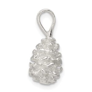 Solid 925 Sterling Silver Pinecone Charm Pendant - 17mm x 8mm