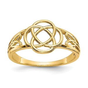 solid 14k yellow gold ladies celtic knot irish claddagh knot ring band size 7