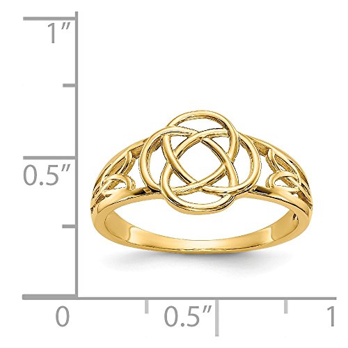 Solid 14k Yellow Gold Ladies Celtic Knot Irish Claddagh Knot Ring Band Size 7