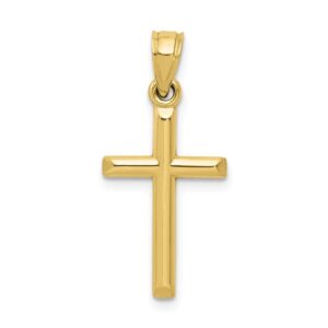 10k yellow gold cross pendant charm small - 1 inch - 24mm x 12mm - jewelry gifts for women wife mom gifts for men husband dad