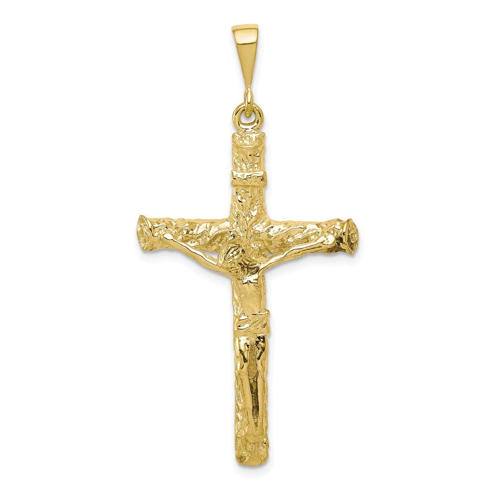 Solid 10k Yellow Gold Cross Crucifix Charm Pendant - 47mm x 24mm