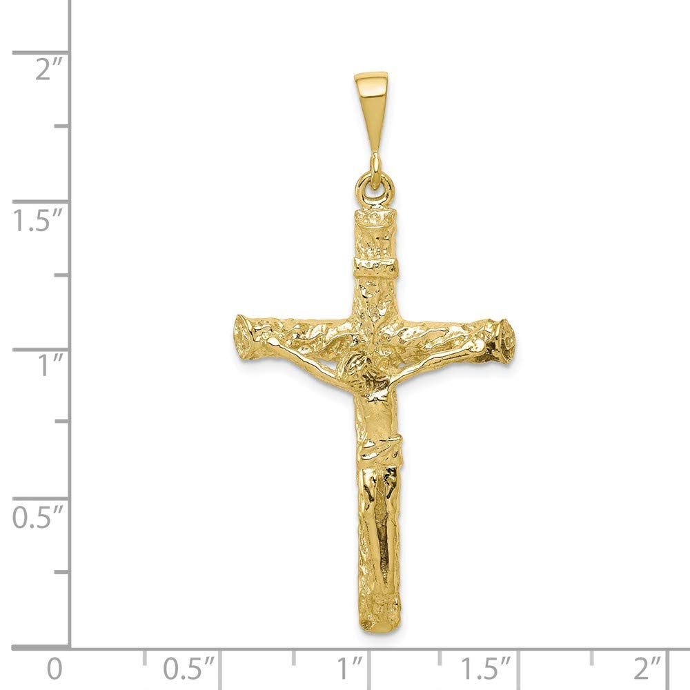 Solid 10k Yellow Gold Cross Crucifix Charm Pendant - 47mm x 24mm