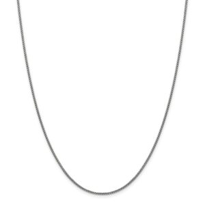 14k white gold 1.5mm round box chain necklace - with secure lobster lock clasp 16"