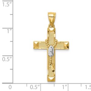 Solid 14k Yellow Gold Two Toned Cross Rosary Pendant Charm