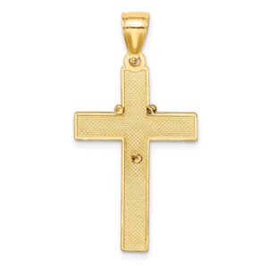 Solid 14k Yellow Gold Two Toned Cross Rosary Pendant Charm