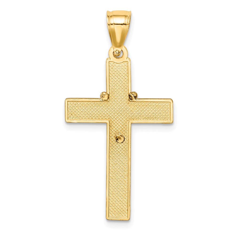 Solid 14k Yellow Gold Two Toned Cross Rosary Pendant Charm