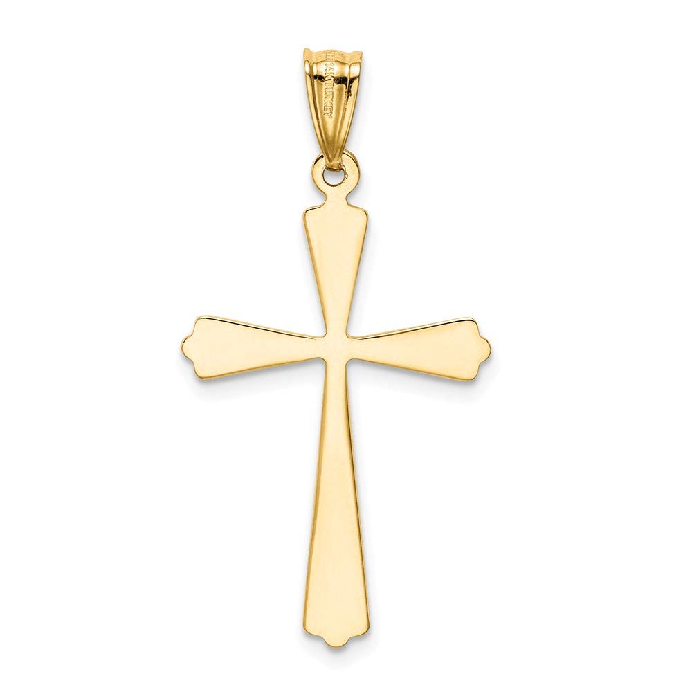 14k Yellow and White Gold Two Tone Diamond-Cut Cross Pendant Charm - 30mm x 19mm