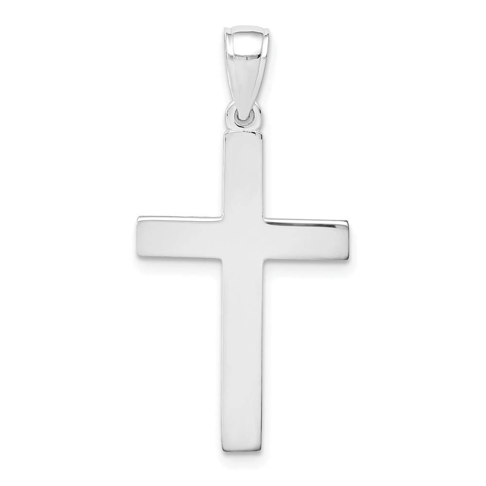 Solid 14k White Gold Cross Pendant Charm 24mm