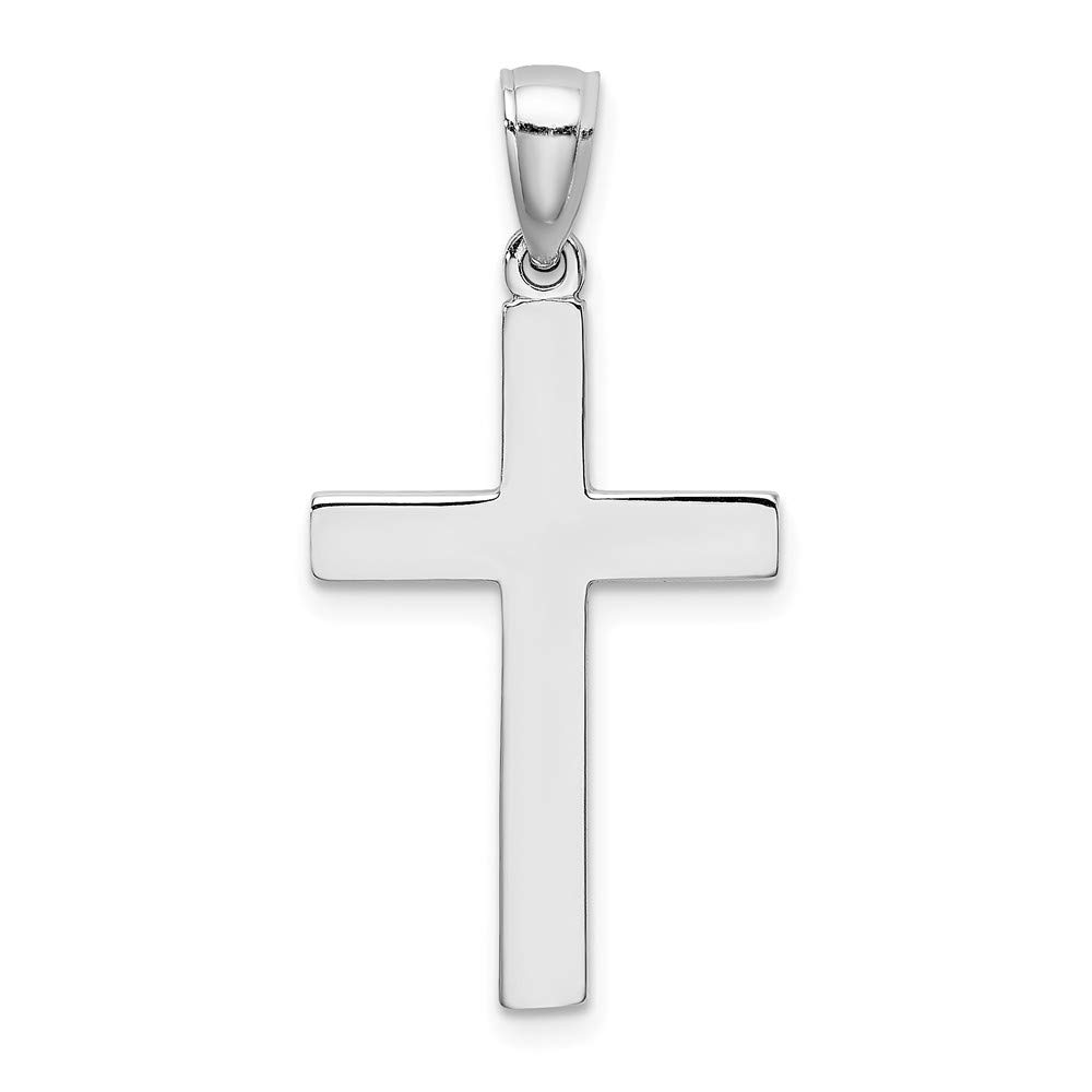 Solid 14k White Gold Cross Pendant Charm 24mm