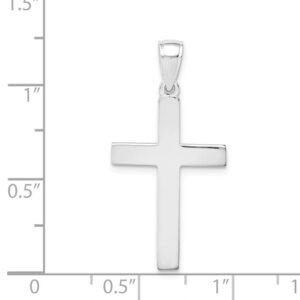 Solid 14k White Gold Cross Pendant Charm 24mm